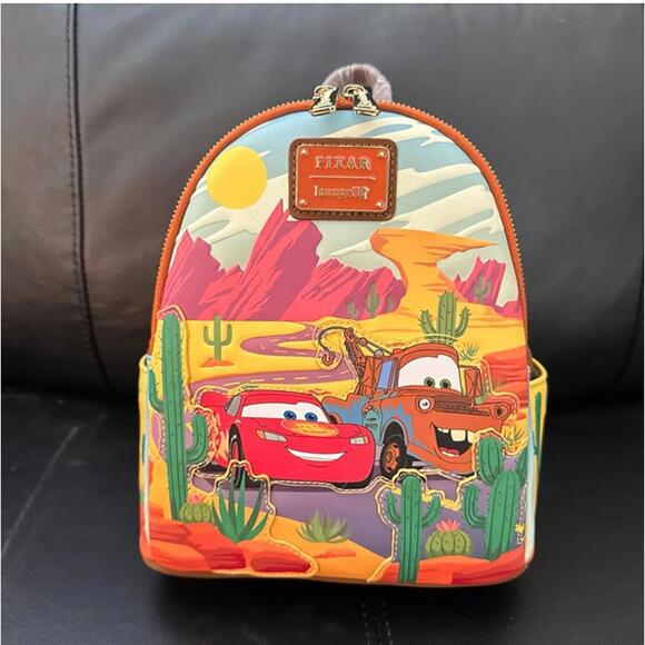 Loungefly | Bags | Loungefly Pixar Cars Lightning Mcqueen Mater Mini ...